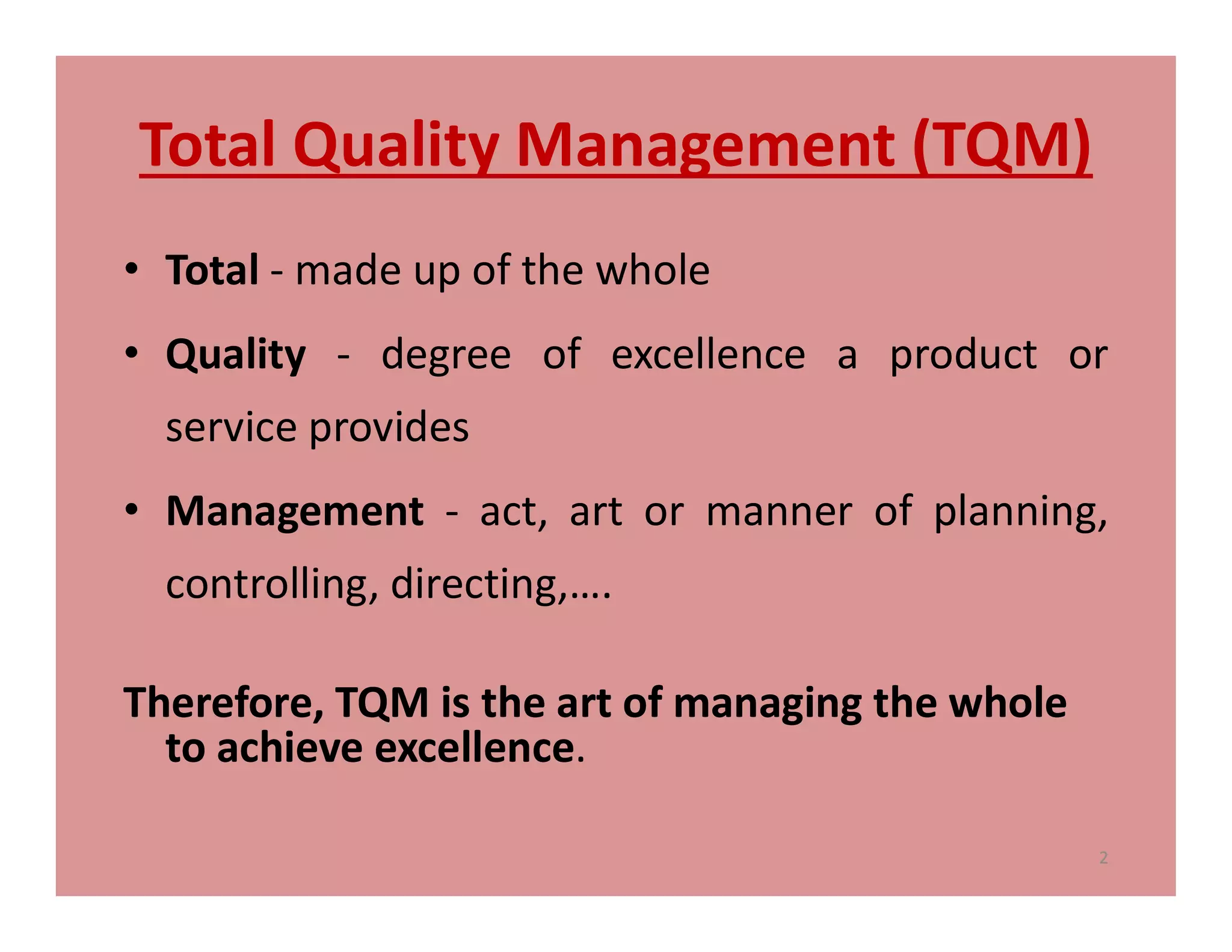 Basics of TQM | PDF | Business | Business and Finance