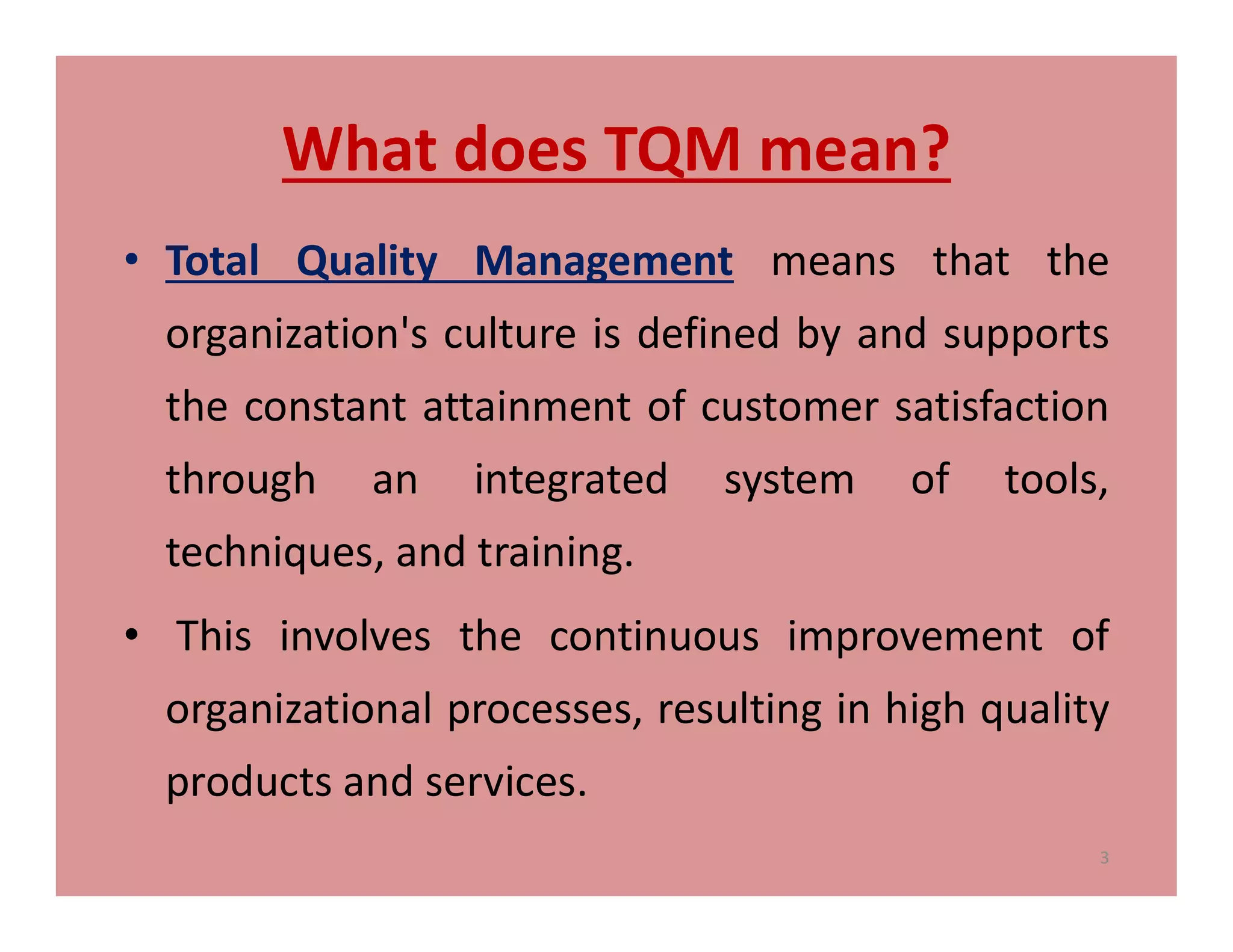 Basics of TQM | PDF | Business | Business and Finance