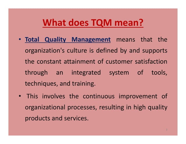 Basics of TQM | PDF | Business | Business and Finance