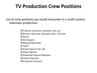 Basics of tv production | PPT