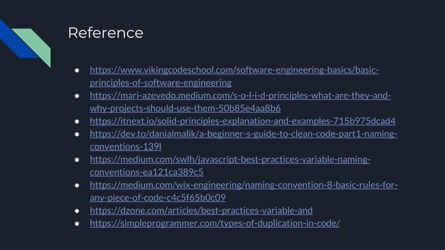 Basic software engineering principles with code examples - Session 2 | PPT