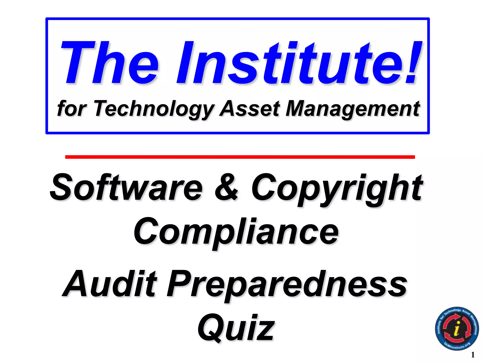 Basic Software License & Copyright Compliance Quiz | PPTX