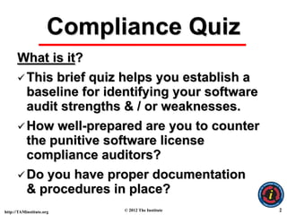 Basic Software License & Copyright Compliance Quiz | PPT