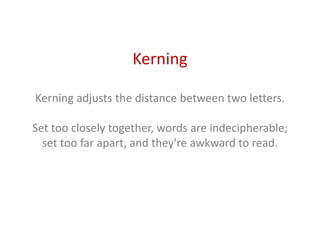 Basics of typography kerning | PPTX | Desktop Publishing | Computer ...