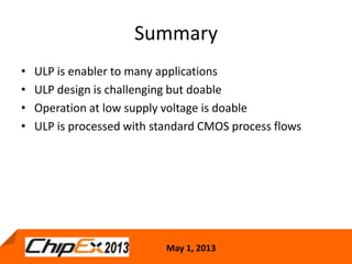 TRACK E: Introduction to Analog Ultra Low Power (AULP) design/ Tuvia ...