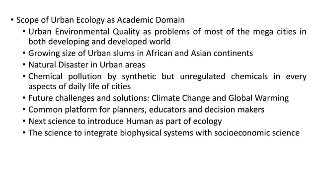 Basics of urban ecology | PDF | Biological Sciences | Science