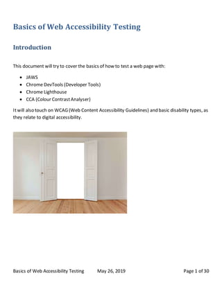 Basics of Web Accessibility Testing | DOCX | Web Development | Internet