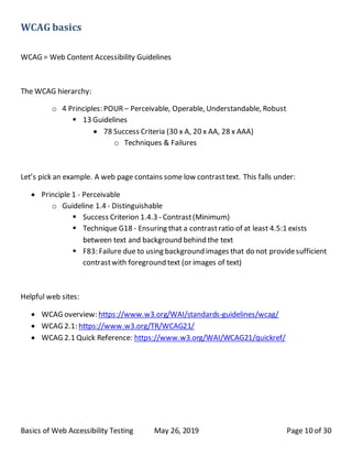 Basics of Web Accessibility Testing | DOCX | Web Development | Internet