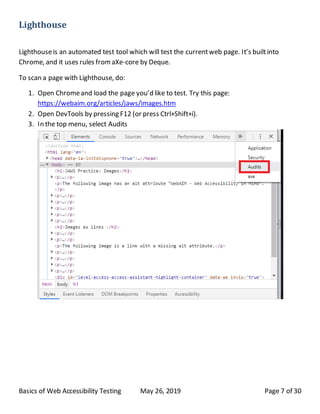 Basics of Web Accessibility Testing | DOCX