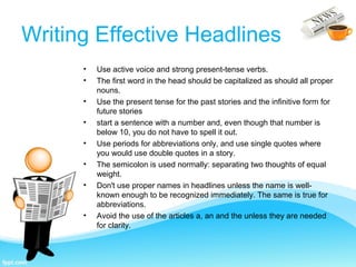 Basics on News & Feature Writing | PPT