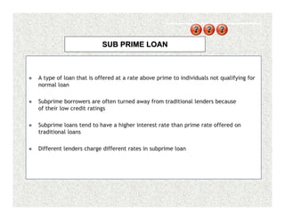 Basics On Sub Prime - Kazim Ali Khan Mafoi | PDF