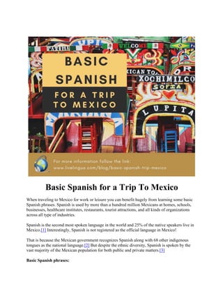 Basic Spanish for a Trip to Mexico | PDF