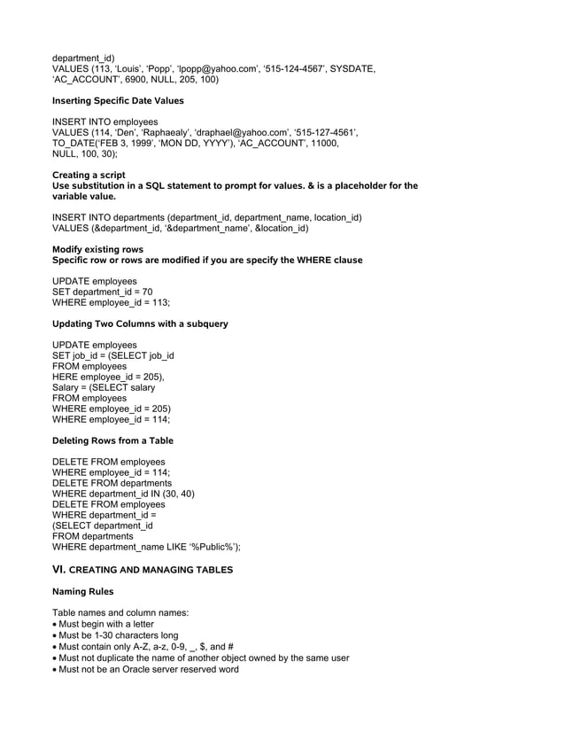 Basic Sql Handouts | PDF