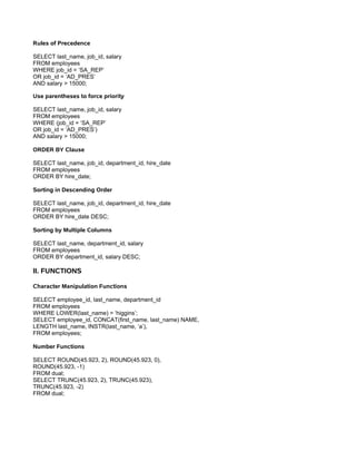 Basic Sql Handouts | PDF