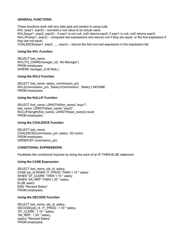 Basic Sql Handouts | PDF