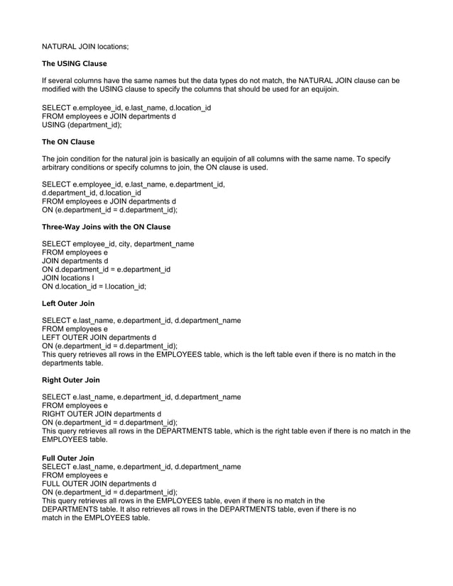 Basic Sql Handouts | PDF