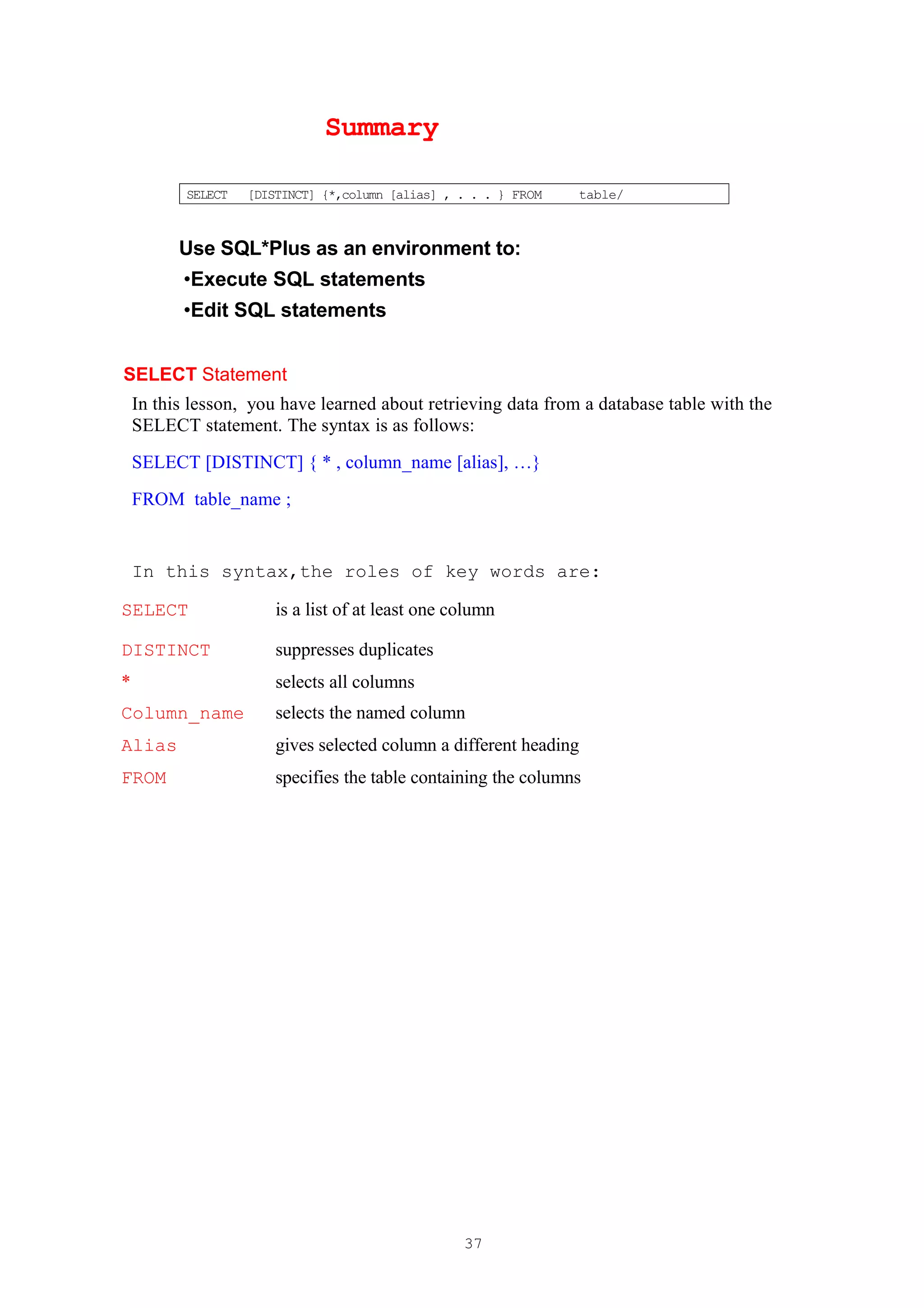 Basic sqlstatements | PDF