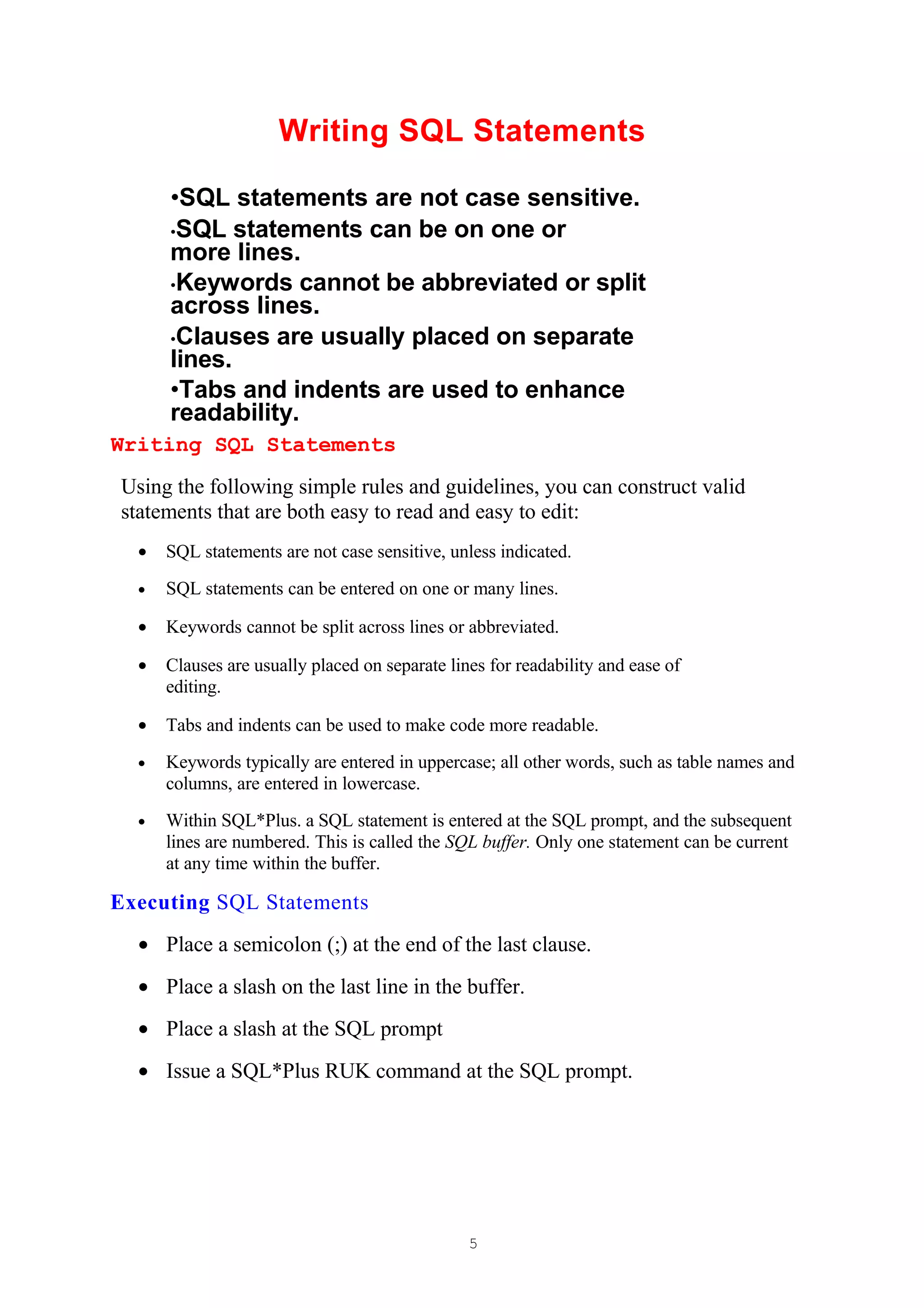 Basic sqlstatements | PDF