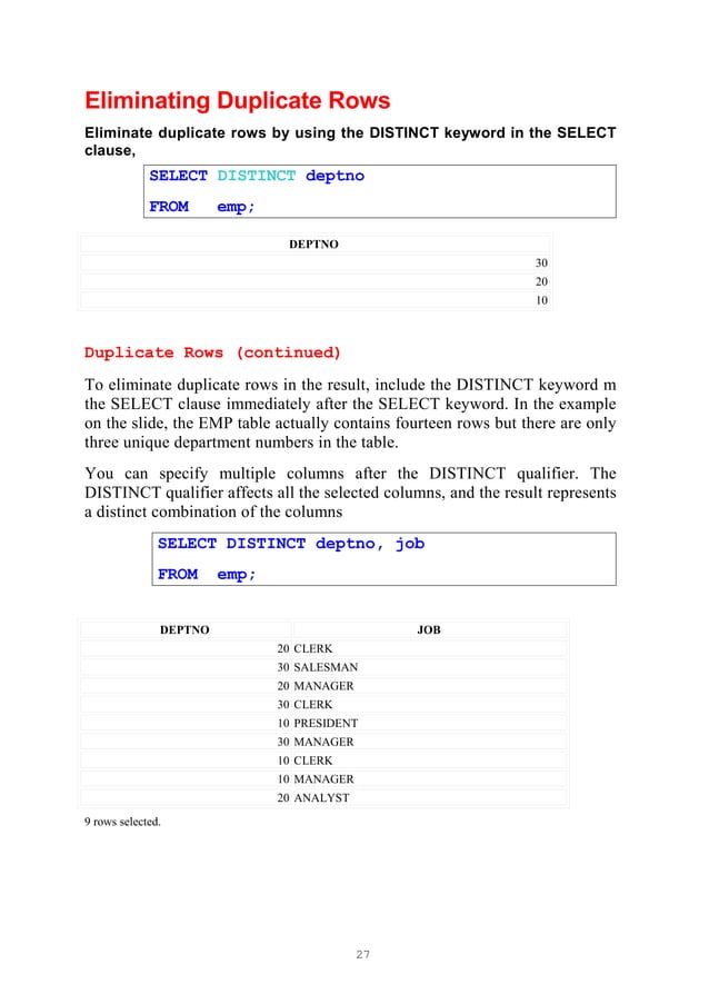 Basic sqlstatements | PDF