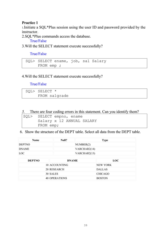 Basic sqlstatements | PDF
