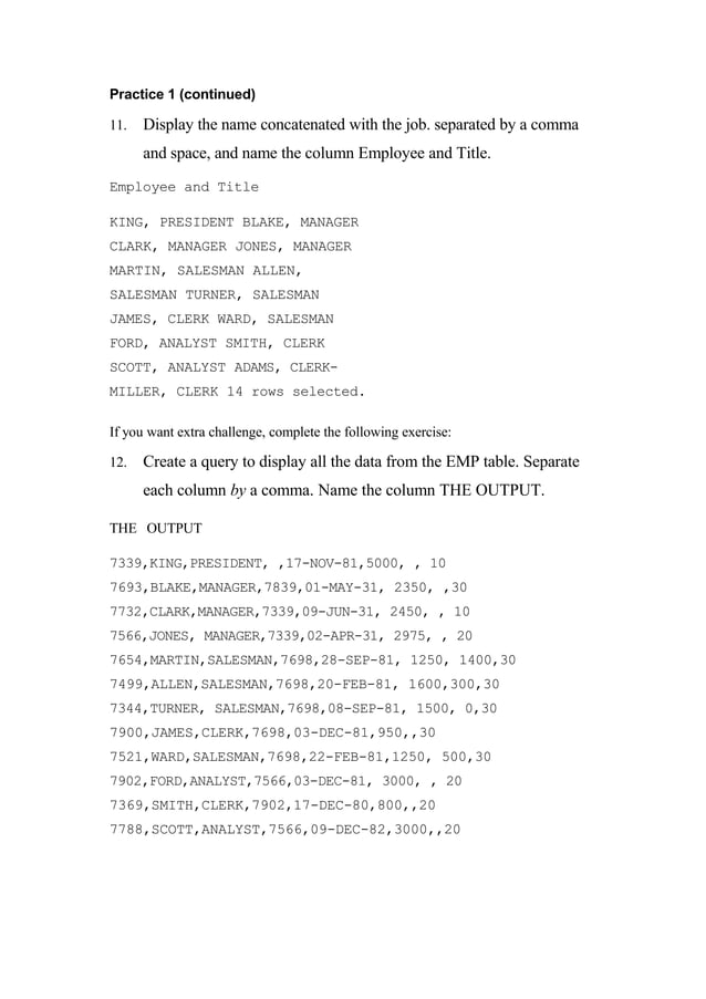 Basic sqlstatements | PDF