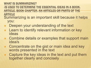 Basics summarizing | PPT