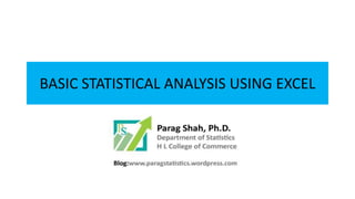 Basic stat analysis using excel | PPTX
