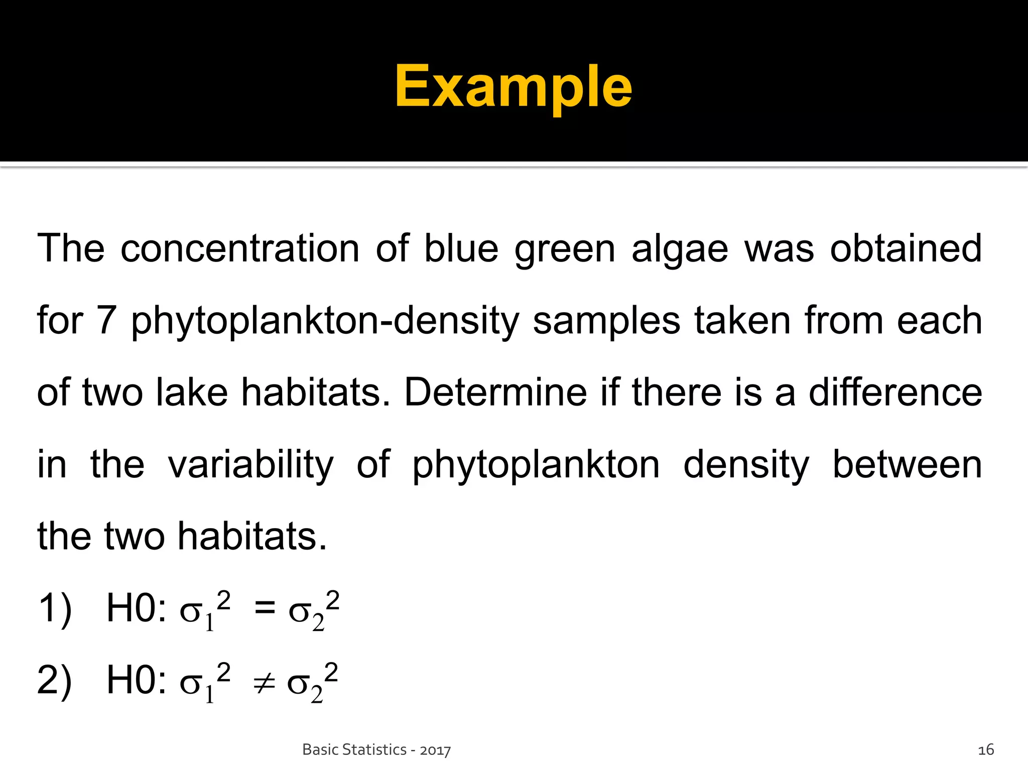Basic statistics 11 - f - test | PPT | Free Download