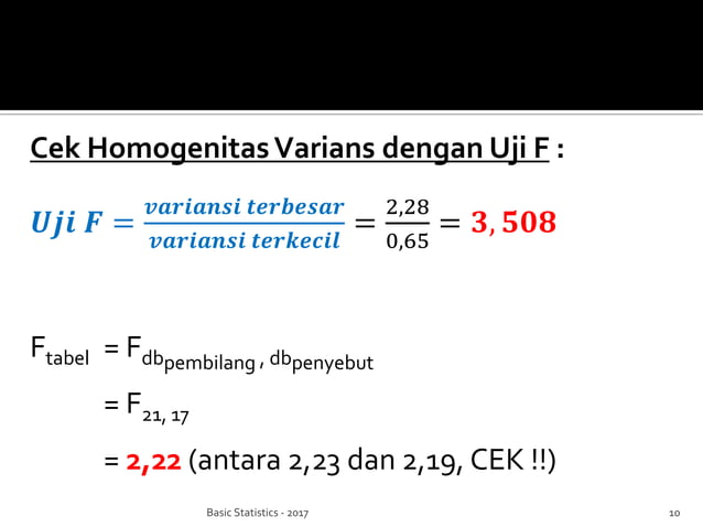 Basic statistics 11 - f - test | PPT