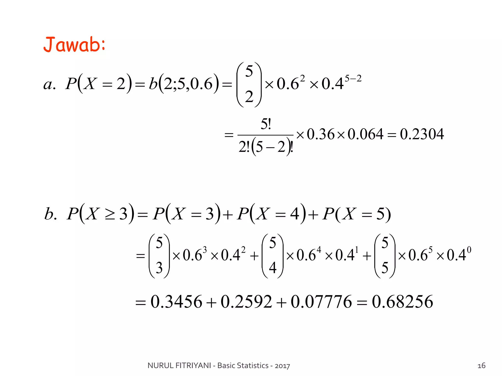 Basic statistics 5 - binomial distribution | PDF