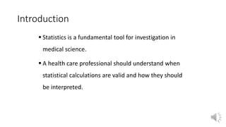 BASIC STATISTICS AND THEIR INTERPRETATION AND USE IN EPIDEMIOLOGY ...