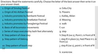 Basic Steps in Festival Dances.pptx | Foot Health | Diseases and Conditions