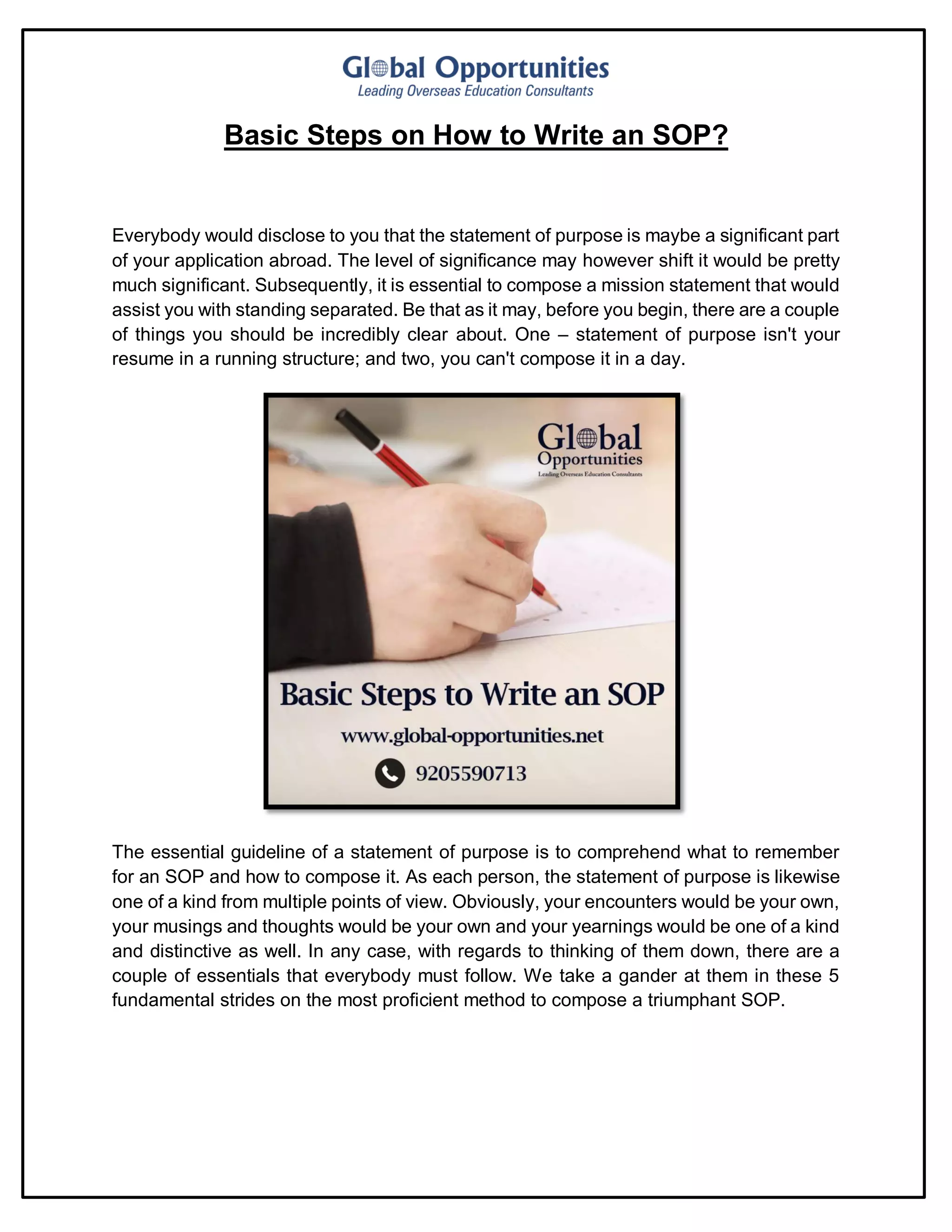 Basic Steps on How to Write an SOP | PDF | College Planning | College ...