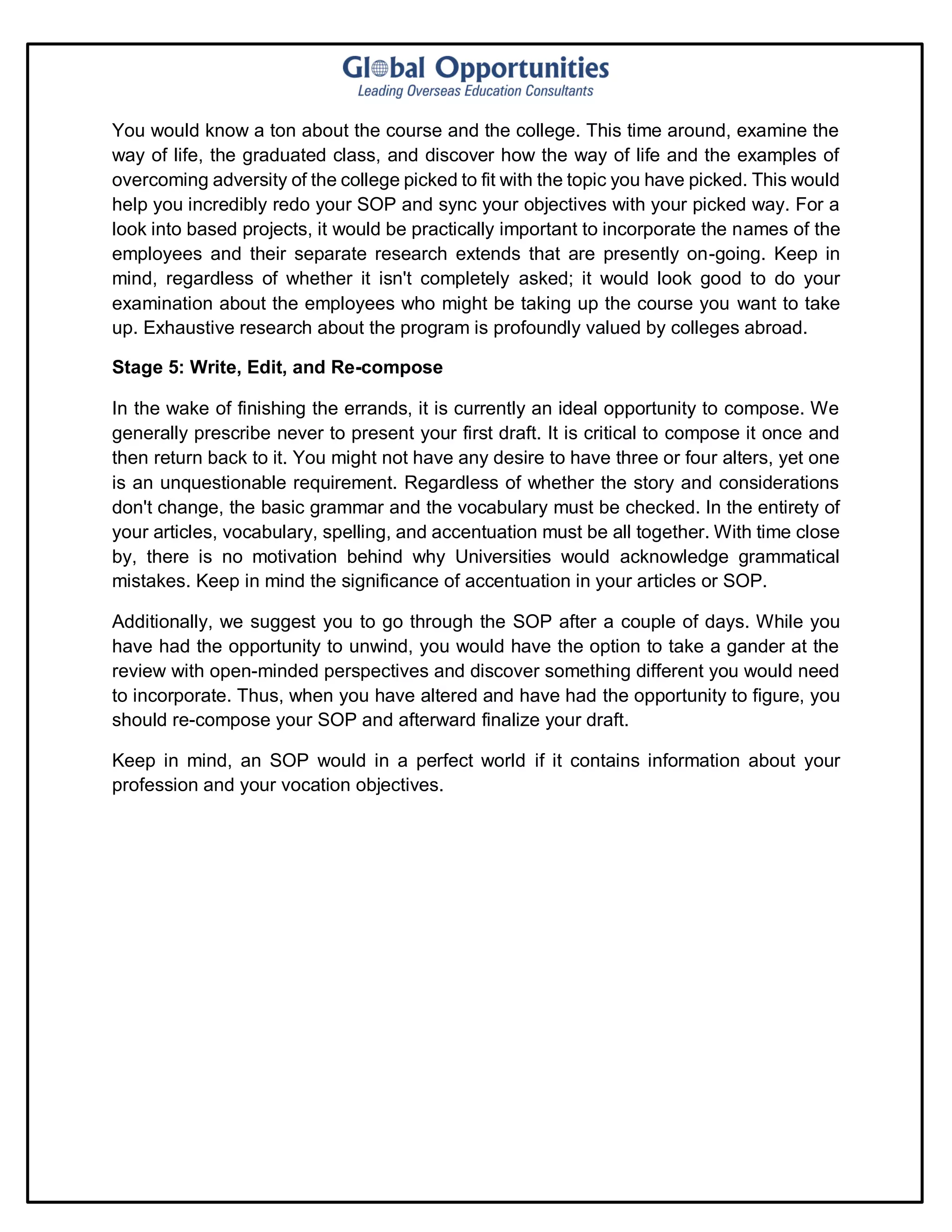 Basic Steps on How to Write an SOP | PDF | College Planning | College ...