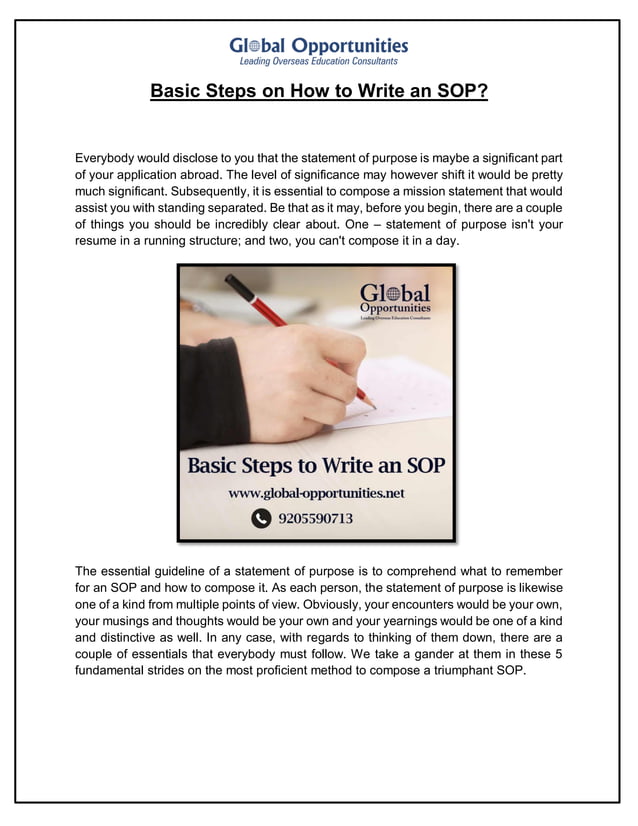 Basic Steps on How to Write an SOP | PDF | College Planning | College ...