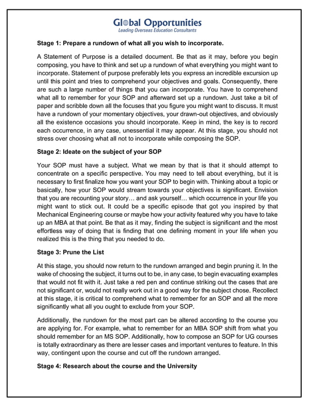 Basic Steps on How to Write an SOP | PDF | College Planning | College ...