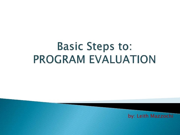Basic steps to program evaluation