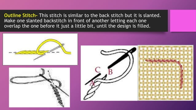 Basic stitches | PPTX | Needlework | Arts and Crafts