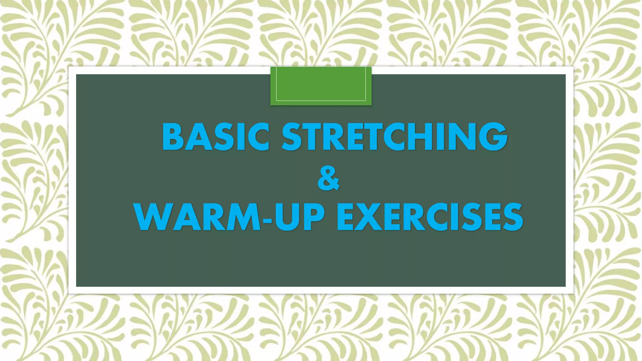 Basic stretching and warm up exercises | PPTX