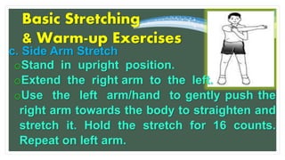 Basic stretching and warm up exercises | PPTX