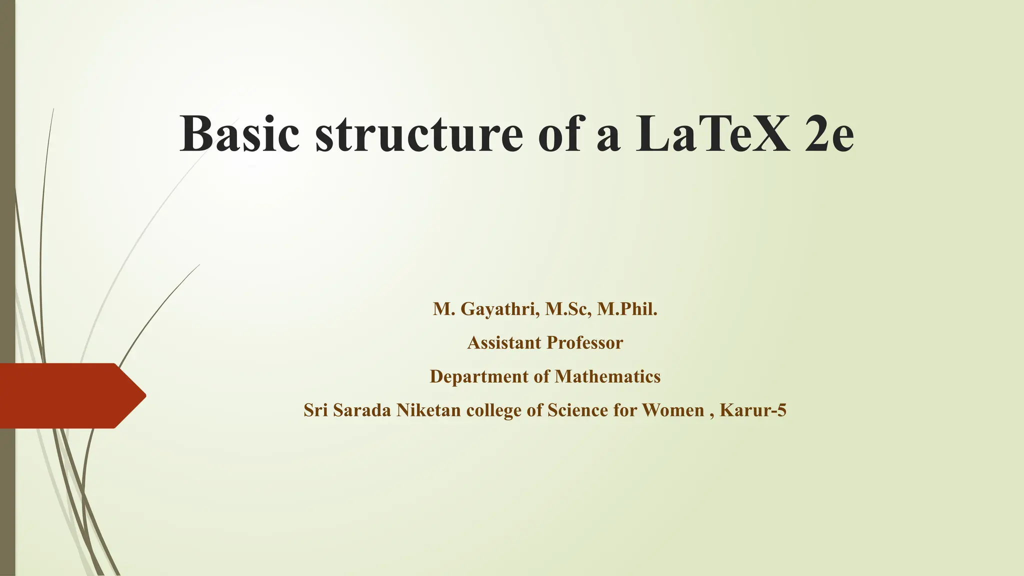 Basic structure of a LaTeX 2e with examples | PPTX