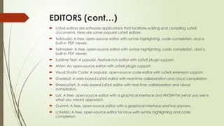 Basic structure of a LaTeX 2e with examples | PPTX