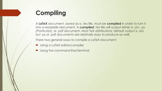 Basic structure of a LaTeX 2e with examples | PPTX