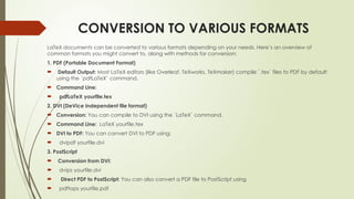 Basic structure of a LaTeX 2e with examples | PPTX