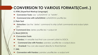 Basic structure of a LaTeX 2e with examples | PPTX