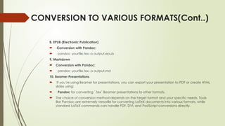Basic structure of a LaTeX 2e with examples | PPTX