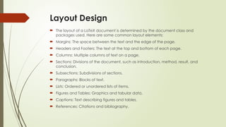 Basic structure of a LaTeX 2e with examples | PPTX