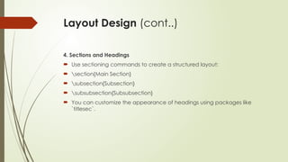 Basic structure of a LaTeX 2e with examples | PPTX
