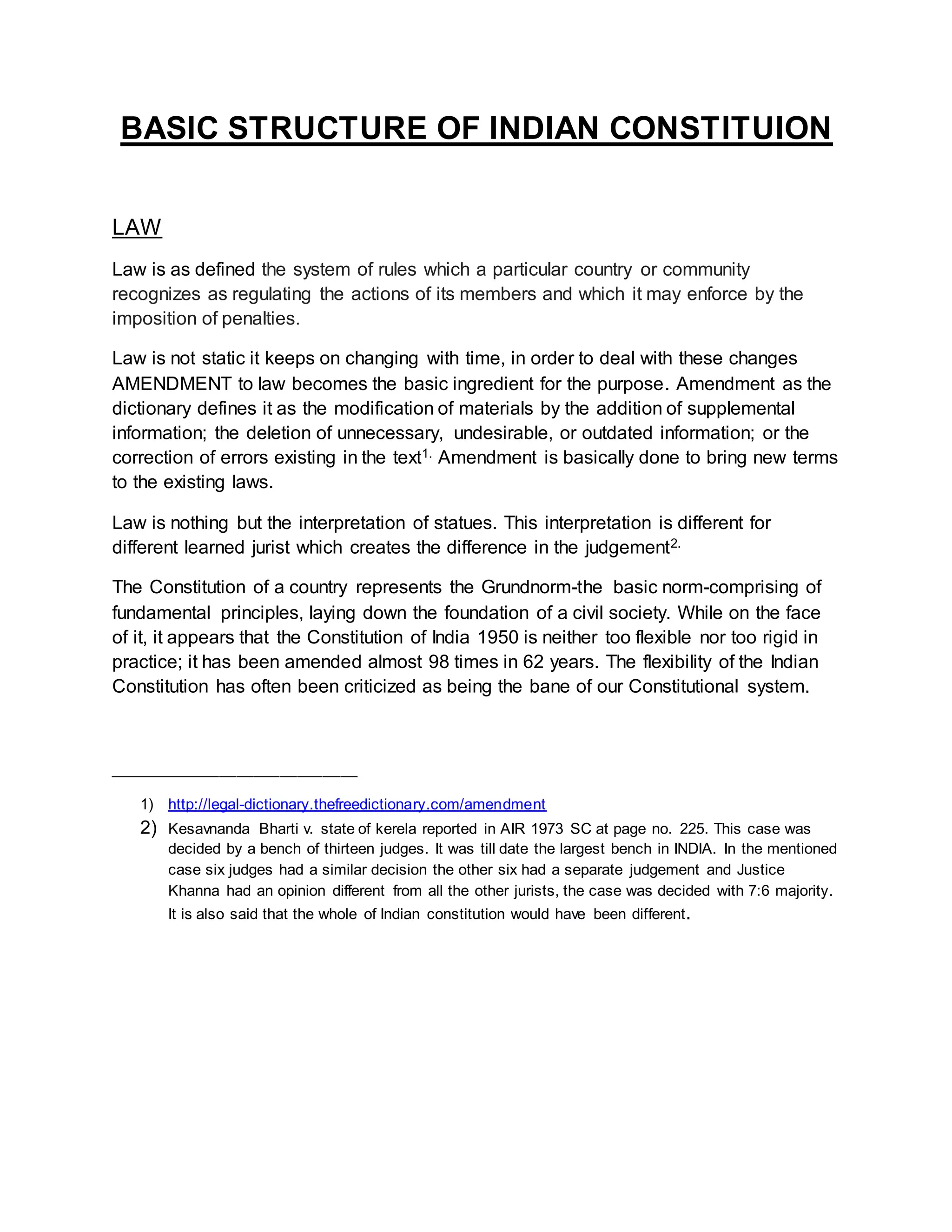Basic structure of indian constituion(1) | DOCX