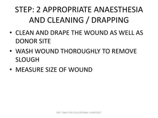Basic surgical steps for split thickness skin grafting. dr. d.p. swami ...